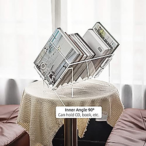 Aizesuro Acrylic Tabletop Bookcase, Bookshelves with Free Move Book Support Rod, Cd/Magazine Storage Desktop Organizer Rack for Home Office, Living Room, Bedroom