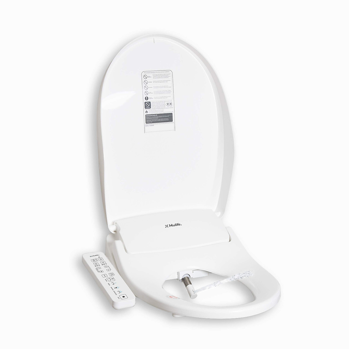 Hulife Electric Bidet Seat for Elongated Toilet with Unlimited Heated Water, Heated Seat, Warm Air Dryer, Touch Control Panel