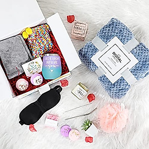 Get Well Soon Gifts for Women,Care Package Feel Better Gift Basket for Sick Friends,After Surgery Recovery Self Care Gifts,Thinking of You Birthday Gifts with Sympathy Blanket Tumbler for Women