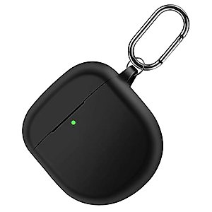 RISETECH Soft Silicone Case Compatible with Bose QuietComfort Earbuds II Case Cover 2022, Protective Charging Case with Keychain, Front LED Visible -Black