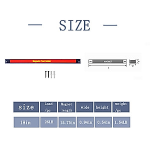 Jalnatee Magnetic Tool Holder Strip Magnetic Storage Organizer Duty Magnet Tool Bar Strip Rack Wall Mount Heavy Duty Magnetic Tool for Garage Home Workshop 3PCS 18"