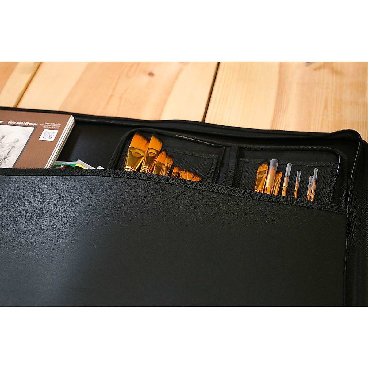 VACA KEY Art Portfolio Case PVC Storage Bag with Carrying Shoulder Strap and Zipper Artist Pocket Artwork Waterproof Sketch Drawing (28 x 20.5 Inch）