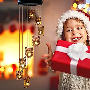 EASYBUY Solar Owl Wind Chimes Outdoor,Solar Wind Chimes for Outside,Hanging Lights Warm LED Garden Patio Yard Decor,Gardening Gifts for Wife Mother Grandmom,Christmas Yard Decorations …