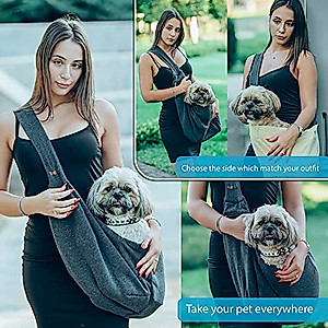 BuddyT Dog Sling Carrier - Dog Carriers for Small Dogs - Dog Carrier for Medium Dogs 5-10 lbs with Adjustable Strap, Pocket, Safety Belt - Dog Purse - Puppy Carrier for Small Dogs/Small Dog Carrier
