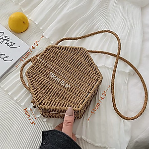 NIBD Handwoven Square Straw Rattan Bag Retro Straw Portable Small Box Woven Womens Cross Body Bag Shoulder Messenger Satchel