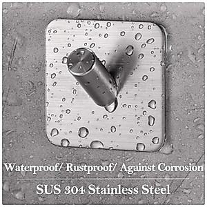 Jekoo Adhesive Wall Hooks Heavy Duty Hooks for Hanging Wall Hangers Stick on Shower Home Bathroom Kitchen Door Ideal for Robes, Umbrellas, Clothes, Bags, Coats, Keys - Stainless Steel - 4 Packs