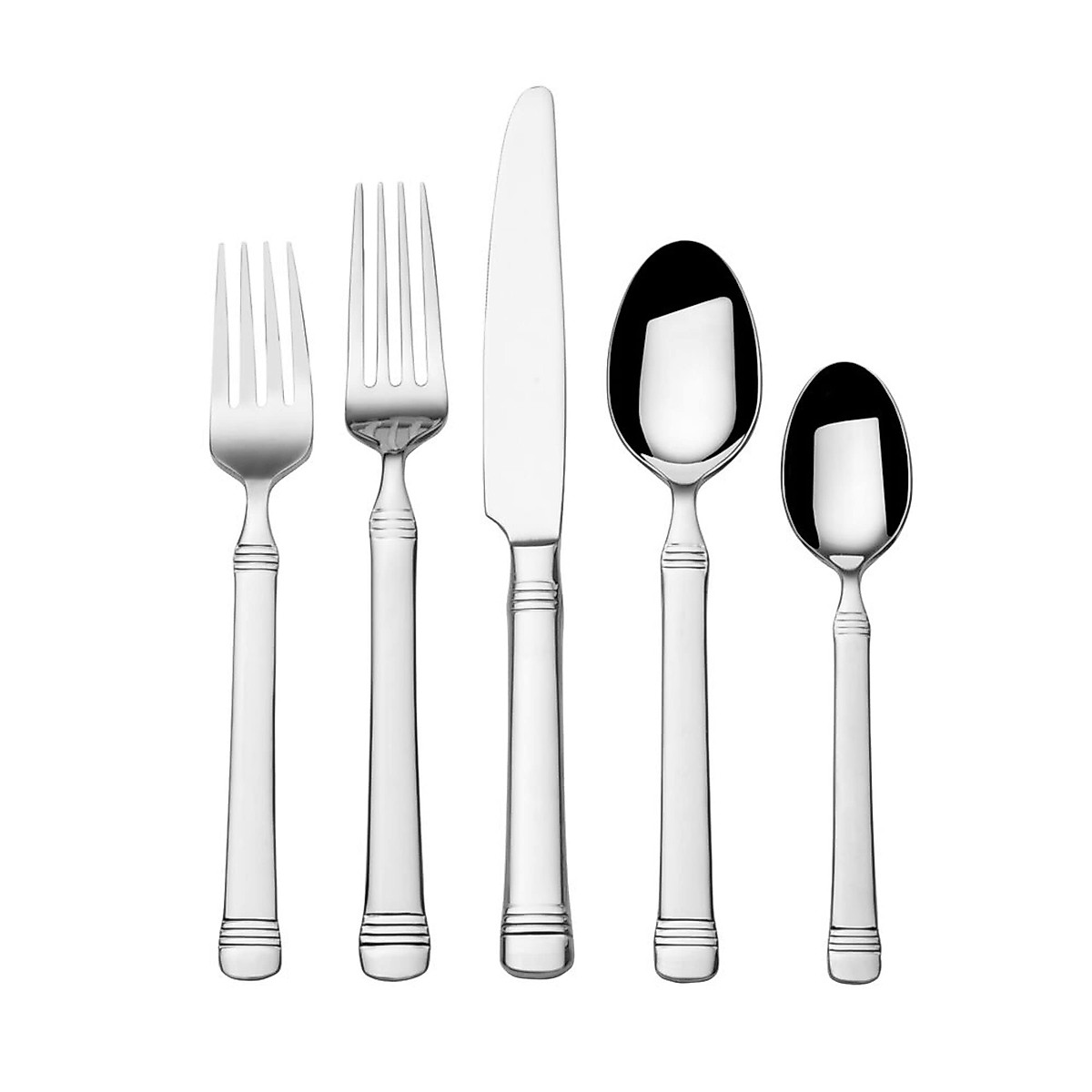 Fitz & Floyd Fitz and Floyd Everyday Bistro Band Silverware 20 piece service for four,Gray,5286220