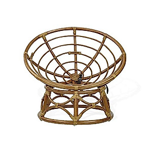 Kids Papasan Wicker Rattan Chair Natural Handmade with Cream Cushion, Colonial Color