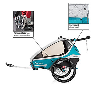 Kidgoo1 2020 Bike Trailer for Children,Toddlers, Kids, Single Seat, 3-in-1 Hood, Adjustable Height, 5-Point Seat Belt, Folding Frame (Petrol)