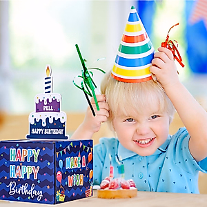 Meiidoshine Birthday Money Box for Cash Gift Pull, Surprise Gift Boxes for Money, Money Holder Box with Pull Out Happy Birthday Card and 100Pcs Transparent Bags, Money Gift Ideas for Kids and Adults