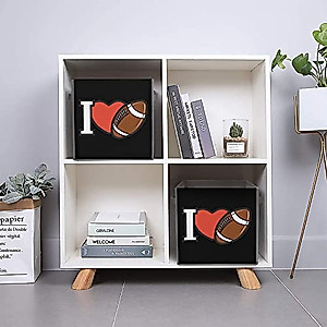 I Love Football Large Cubes Storage Bins Collapsible Canvas Storage Box Closet Organizers for Shelves