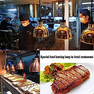 LINKANRUO Food Heat Lamp for Commercial and Household Use, Retractable Food Warmer Lamp, Food Heating Equipment for Home Kitchens Buffets and Hotel Lamps(Bronze)