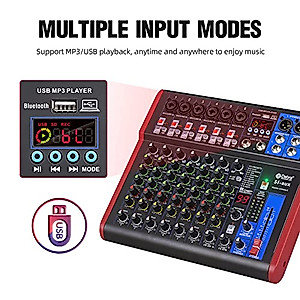 D Debra SI Series Professional Portable Recording Mixer Audio with 99 DSP Digital Effects Mic Preamps and USB for DJ Mixer Console Karaoke Home Recording Studio (SI-8UX)