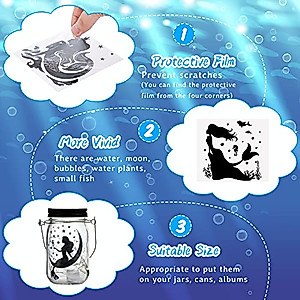 24 Pieces Fairy Silhouettes Mason Jar Cutouts Fairy Laser Cutouts Decals Plastic Mermaid 3.94 x 3.54 Inches Lantern Jar Dinosaur Cut Out Scrapbook Supplies for Wall Windows DIY Crafts (Mermaid)