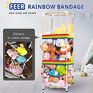 Stuffed Animal Toy Storage Organizer,Large Wooden Stuffed Animals Zoo Holder, Space Save Vertical Stuffed Animals Storage with Adjustable Feets,Kids Toy Organizer for Nursery PlayRoom Bedroom KidRoom