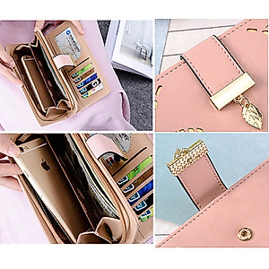 Wallet-NEWANIMA Women Multi-card Two Fold Long Zipper Clutch Purse (Style9-Pink)