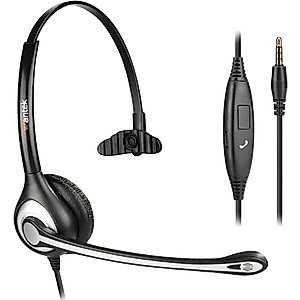 Cell Phone Headset with Microphone Noise Cancelling & Call Controls, 3.5mm Computer Headphones for iPhone Laptop PC Tablet Skype K12 School Classroom Home Office Business, Clear Chat, Ultra Comfort