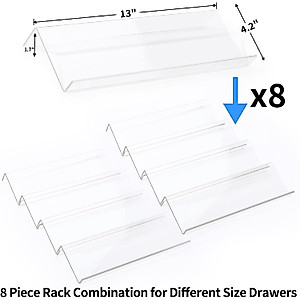 Yakaly Clear Acrylic Spice Drawer Organizer, Expandable 13" to 26" - 4 Tier 2 Sets(8 Pieces) In Drawer Seasoning Jars Insert , Drawer Spice Rack for Kitchen Cabinet Drawer/Countertop