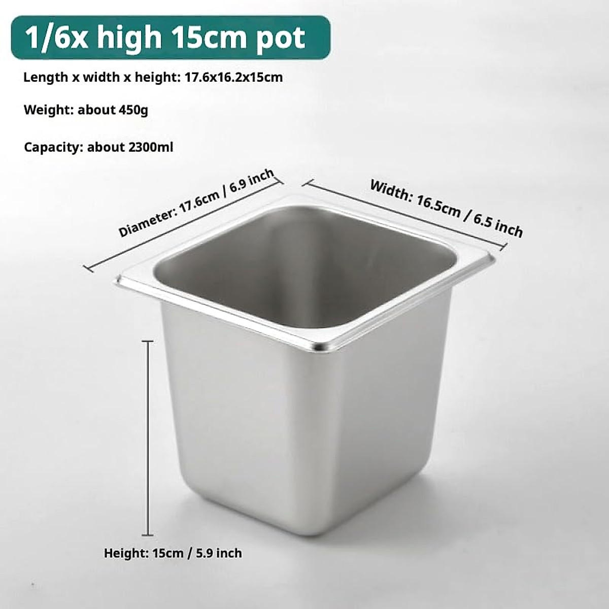 QWAQi 5 Pack Stainless Steel Hotel Pans，1/6 Size，6"" Deep Steam Table Pan，Commercial Food Storage Containers Stackable Metal Steamer Pan for Hotel Restaurant Buffet Party (1/6 Size x 6" Deep)