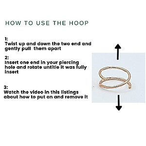 Double Nose Ring Hoop for Single Piercing, 14k Gold Filled or Sterling Silver Spiral Twist Nose Hoop for Women Girls (Silver -20g, Left Side-8mm)