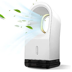 Qinmay Bladeless air-conditioning fan, portable USB charging, desktop three-in-one night light summer fan humidifier cooler, suitable for home bedroom office outdoor (white)
