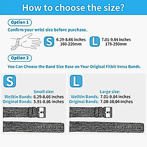 Welltin 2 Pack Bands Compatible with Fitbit Versa / Fitbit Versa 2 / Fitbit Versa Lite for Women Men, Breathable Woven Fabric Strap, Adjustable Replacement Wristband for Fitbit Versa Smart Watch