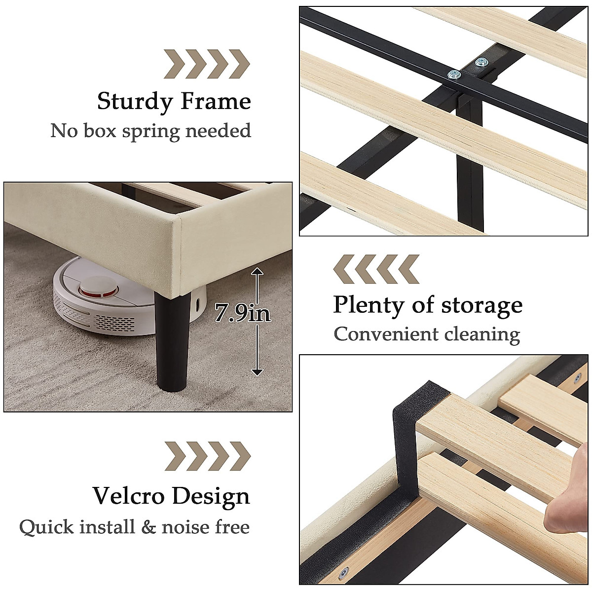 VECELO Twin Size Bed Frame Premium Leather Upholstered Platform with Height Adjustable Headboard/Mattress Foundation, Solid Wooden Slat Support, No Box Spring Needed/Easy Assembly