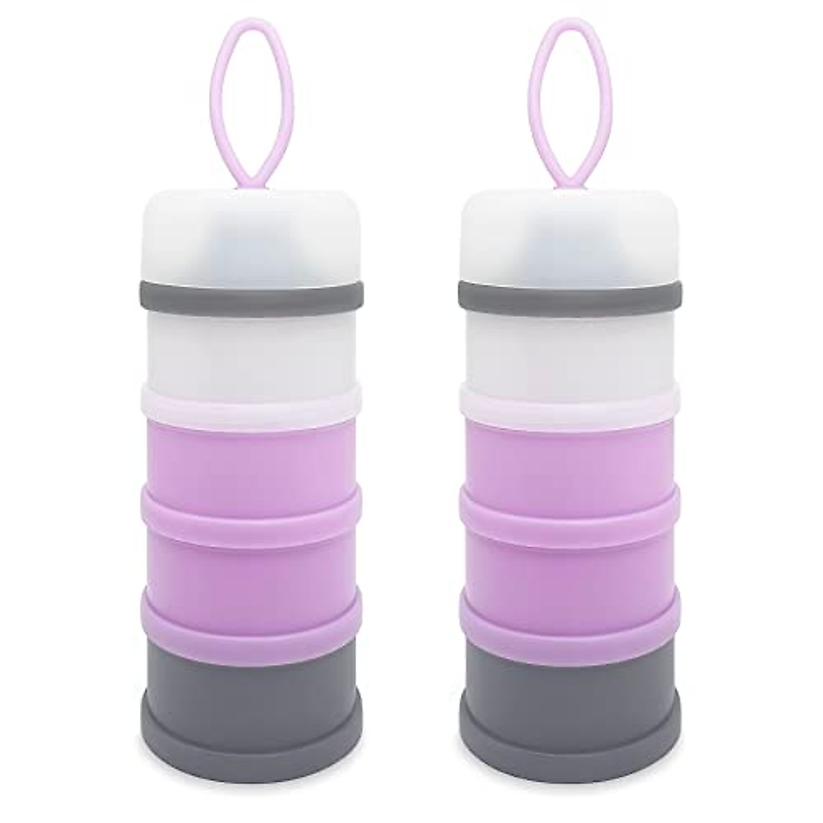 LADISO Baby Formula Dispenser, Portable Milk Powder Dispenser Container, Baby Feeding Travel Storage Container, formula mixer, formula holder, BPA Free, 4 Compartments, 2 Packs, dispensador de fórmula