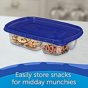 Ziploc Food Storage Meal Prep Containers Reusable for Kitchen Organization, Smart Snap Technology, Dishwasher Safe, Divided Rectangle, 2 Count (Pack of 2)