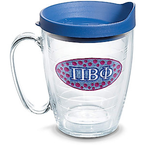 Tervis Fraternity - Pi Beta Phi Tumbler with Emblem and Blue Lid 16oz Mug, Clear