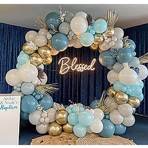Dusty Blue Balloon Garland Arch Kit 165pcs White Sand Pastel Macaron Blue Ocean Blue Chrome Gold Balloon Boho Baby Shower Wedding Boy Birthday Decoration