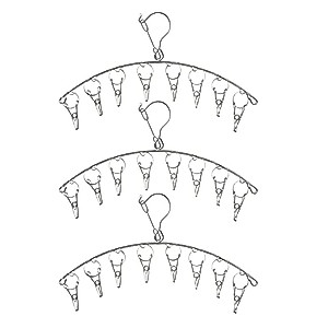 Mokife Sock Drying Racks Stainless Steel, 3 Pack Underwear Dryer with 8 Clips Swivel Laundry Hanger with Windproof Hook for Hanging Towels Bras Gloves Baby Clothes Indoor Outdoor
