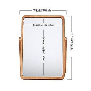 ZOROSY Wood Table Vanity Makeup Mirrors - Rectangle Wall-Mounted Mirrors Desk Mirrors for Living Room Bedroom Birthday Gifts