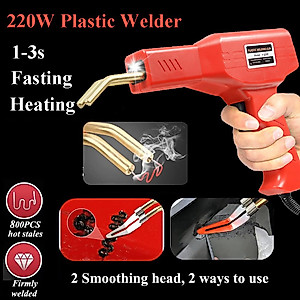 Upgraded 220W Plastic Welder, 2 in 1 Plastic Welding Kit Plastic Repair Welder Kit 800PCS Hot Stapler Soldering Gun with 64PCS Plastic Welding Rods Car Bumper Repair Kit for Most Plastic Repair