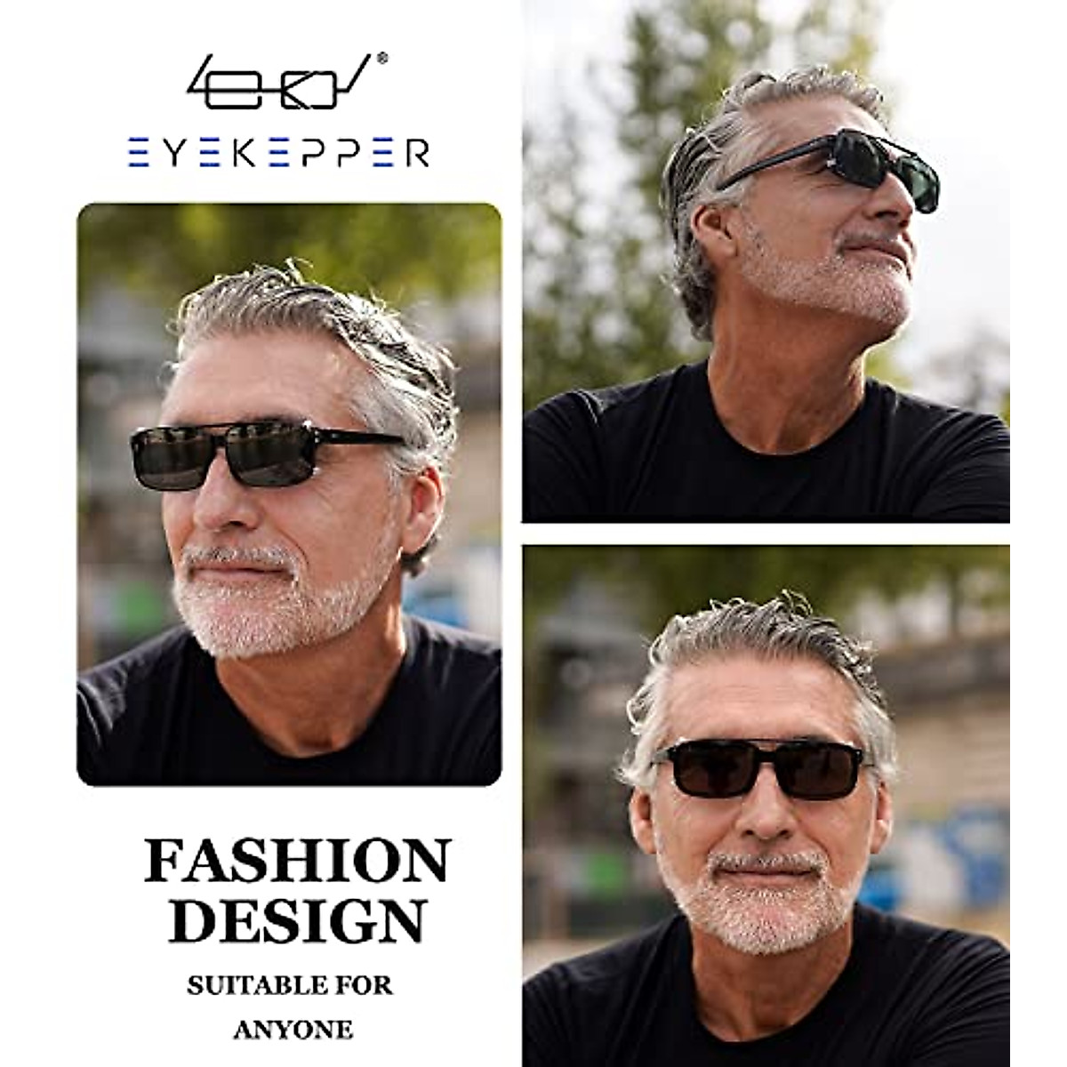 Eyekepper Metal Frame Rim Polarized Lens Clip On Sunglasses 56 * 34MM Grey Lens