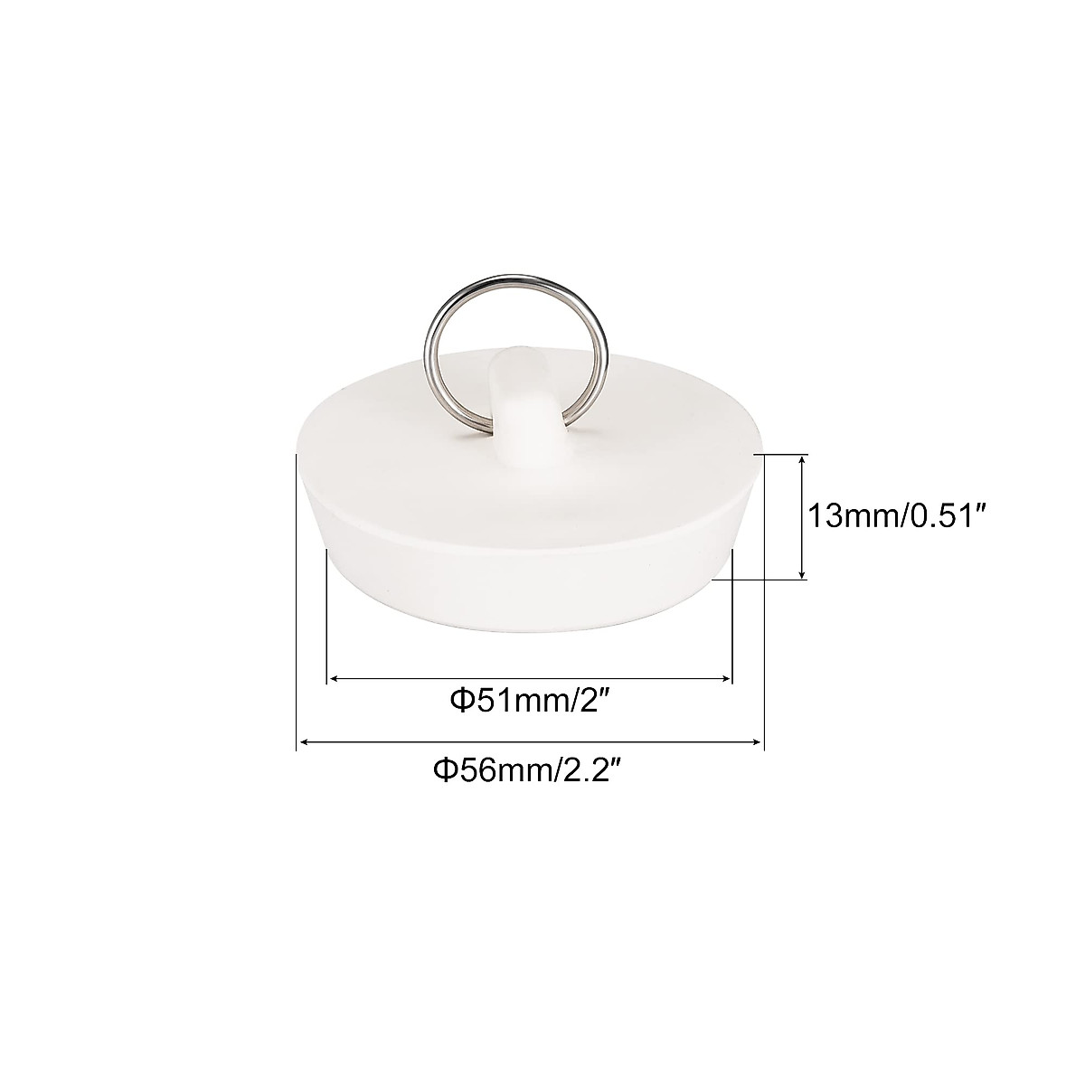 uxcell Rubber Sink Plug, White Drain Stopper Fit 2-3/32" to 2-3/16" Drain with Hanging Ring for Bathtub Kitchen and Bathroom