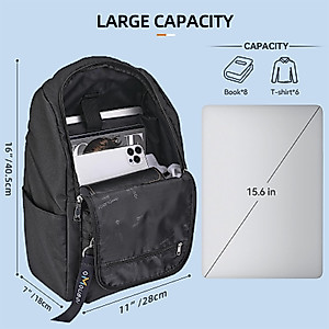 OMOUBOI Small Causal Daypack Travel Laptop Backpack Fits 14" Laptop School Backack for Women Men (Black)