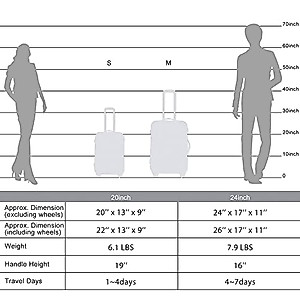 Merax Luggage Sets 2 piece Carry on Luggage Suitcase Sets of 2, Hard Case Luggage Expandable with Spinner Wheels (Black 2-Piece (20/24))