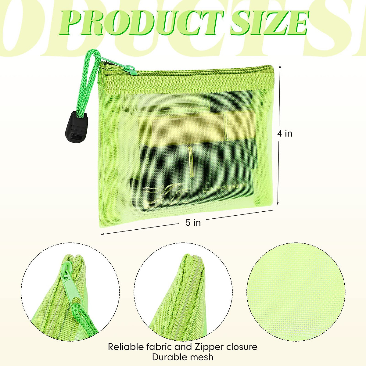 Jexine 24 Pcs Mini Zipper Mesh Bags Lipstick Cosmetic Accessories Organizer Nylon Makeup Zipper Pouch Small Cosmetic Bag for Purse Beauty Mesh Travel Bags for Women(Bright Color, 5 x 4 Inch)