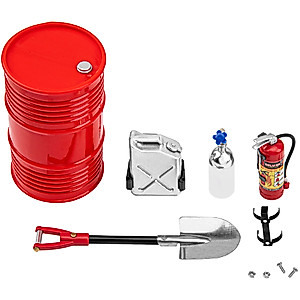 Share Goo RC Crawler Simulation Decoration Accessories Fire Extinguisher, Oil Drum Container Mini Fuel Tank,Shovel Compatible with Traxxas TRX-4 Axial SCX10 D90 Tamiya CC01 1/10 RC Crawler
