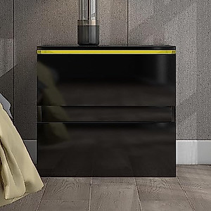 BKEKM Nightstands Bedside Tablewireless Charging Nightstand Remote Control Led Light-Dark End Table USB Charging 2 Drawers Bedside Cabinet Well Made