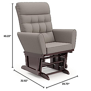 Storkcraft Harmony Premium Glider and Ottoman (Espresso Base, Sandstone Cushion) – Upholstered Glider, Padded Cushions with Storage Pocket, Smooth Rocking Motion, Easy to Assemble, Solid Hardwood Base