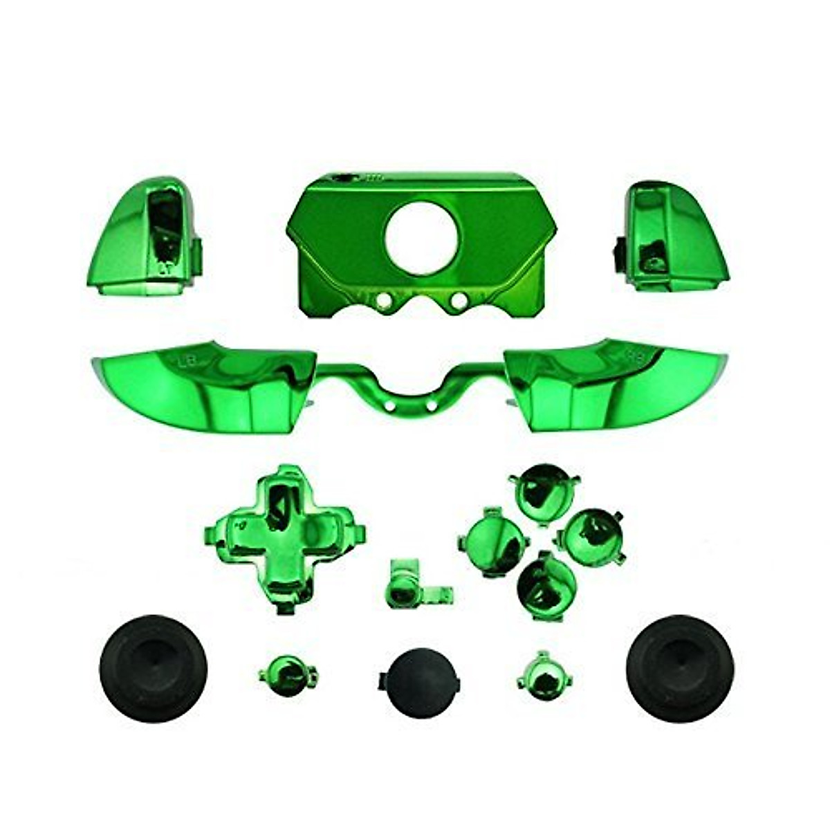 Gametown Thumbsticks Dpad Trigger Buttons Set + LB RB LT RT for Xbox One Elite Controller-Chrome Green