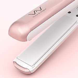 VAV Professional Hair Straightener Negative Ions Ceramic Flat Iron 1 Inch 2 in 1 Curling Iron and Straightener Constant Temperature 410°F for Girls