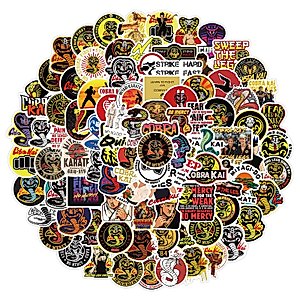 100Pcs Cobra Kai Stickers for Water Bottle, Funny TV Series Decal Gifts, Waterproof Stickers Pack for Teen Adult Laptop Computer Skateboard Phone Luggage Guitar Travel Case Bike