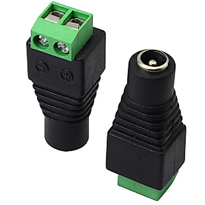 zdyCGTime DC 5.5 X 2.1mm Adapter 2.1 X5.5mm Female Barrel Power Jack to 2 Pin/Way Female Bolt Screw Type terminals Adapter Connector for CCTV Security Camera, LED Strip Light (20pack Female)
