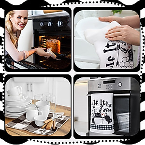 Kajaia 4 Pcs Funny Cat Kitchen Towels Cat Lover Gifts Home Tea Towels Decorative Cute Dish Towels Housewarming Gifts Hand Towels Absorbent Plaid Towels for Home Bathroom Housewarming Presents