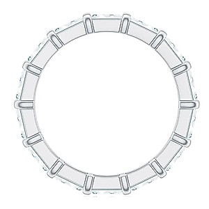 Certified Moissanite Diamond Eternity Band, D-Vs1 Quality, East West Ring, Moissanite Anniversary Ring - With Jewelry Box, 14K White Gold, Size:US 7.00