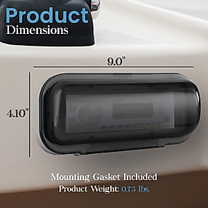 Pyle Water Resistant Marine Stereo Cover - Smoke Colored Heavy Duty Boat Radio Protector Shield with Flip-up Door & Spring Loaded Release - Mounting Gasket Included - Pyle PLMRCW1,White