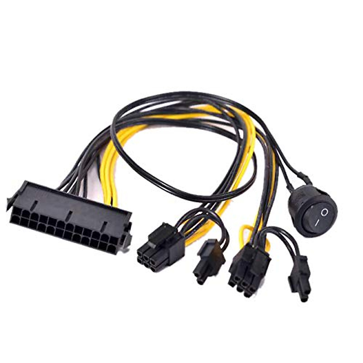 GinTai ATX 24 Pin to 2 Port PCIe 6+2 Pin 8-（pin） 6Pin Power Cable + On Off Switch
